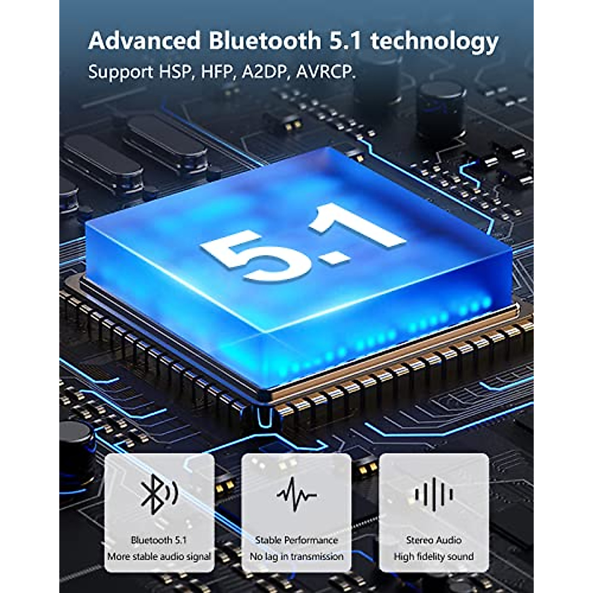 True Wireless Earbuds, TONSTEP Bluetooth 5.1 Headphones with Charging Case, Deep Bass Stereo Earphones, 30H Playtime, IPX6 Waterproof, Touch Control, in-Ear Built-in Mic Headset for Sport, Work(Black)