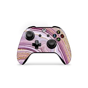 ZOOMHITSKINS Controller Skin Compatible with X1 S and X1 X, Vinyl Sticker Technology, Pink Gold Lines Gemstone Cut Marble Rose, Durable, 1 Skin, Made in The USA