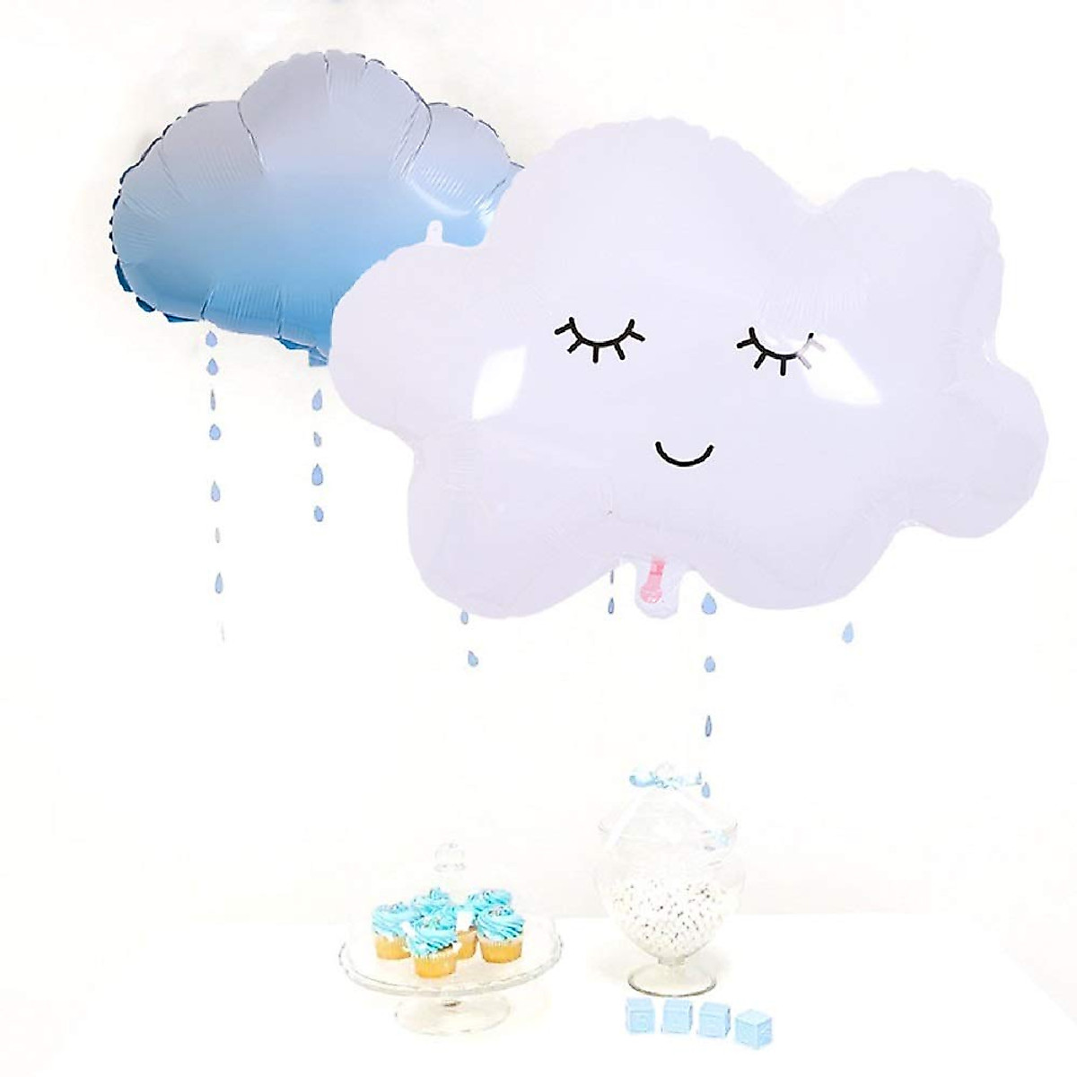 Rainbow Cloud Mylar Balloons Smile Cloud Aluminum Foil Balloons for Baby Shower Rainbow Themed Party Birthday Decoration Supplies 6PCS