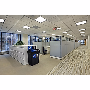 CleanRiver Flex E Bin - 50 Gallons | 3-in-1 Streams | Waste, Recycling, & Compost Basket with Backboard | Black Color