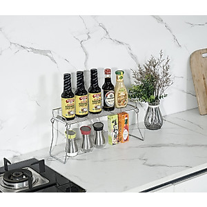 JUNCHU CHERRY Metal The Sink Vanity Organizer 2 Pack, Bathroom or Kitchen Sink Organizer, Feminine Products Organizer (2 Chrome)