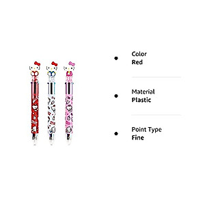 Hello Kitty 0.7mm 6-Color Multicolor Ballpoint Pen w/Hello Kitty Figure 1PC (Red)