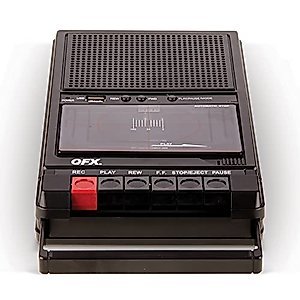 QFX RETRO-39 Portable Shoebox Tape Recorder, Analog Cassette Tape Deck with USB 2.0, Built-in Microphone, and a 3.5" Bluetooth Speaker,