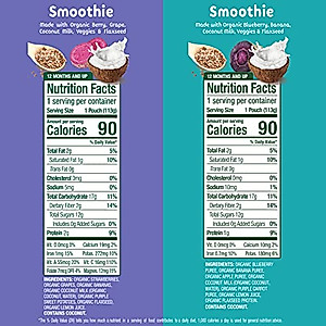 Sprout Organic Baby Food, Stage 4 Toddler Smoothie Pouches, Blueberry Banana & Berry with Coconut Milk Variety Pack, 4 Oz Purees (Pack of 12)