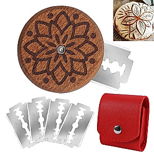 Loticy Wood Bread Lame Slashing Cutter Tool, Bamboo Hand Crafted Dough Sourdough Scoring Knife Making Slasher Lame Bread Tool for Bread Bakers with 5 Replaceable Razor Blades and Storage Cover