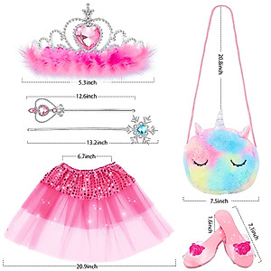 Princess Dress Up Toys & Jewelry Boutique, Princess dress up clothes for little girls pretend play toy set with Heel shoes, Skirts, Bag Toddler Dress Up Costumes Gift for Age 3 4 5 6 Years Old Kids