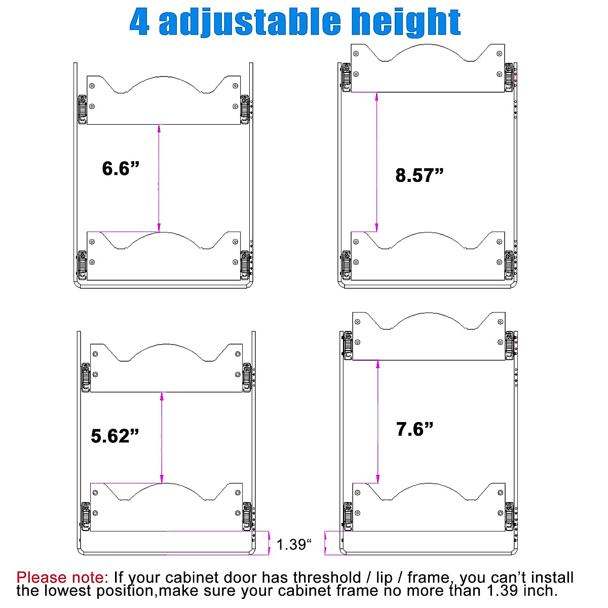 DINDON 2 Tier Pull Out Cabinet Organizer (14" W x 21" D) Double Tier Slide Out Wood Drawer Under Cabinet Storage And Organization