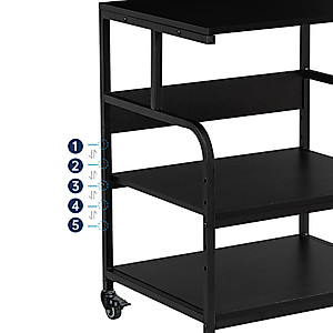 Fannova Printer Stand, 23.6 x18.9 x 29.5 Inches Large Printer Table with Adjustable Storage Shelf, 3 Tier Rolling Printer Cart with Wheels for Home Office, Stand for Heat Press Mini Fridge, Black