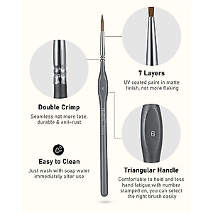 Nicpro 11 Pack Miniature Painting Set, Kolinsky Sable Fine Detail Paint Brushes for Models, Watercolor, Acrylic Oil, Ceramic, Face, Citadel, Art Figure Paint by Number - Thin Artist Kit Nylon Holder