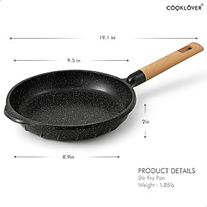 COOKLOVER Nonstick Frying Pan 100% PFOA Free Cookware Induction Skillet Fry Pan Set Pack -3-7.9 Inch & 9.5 Inch &11 Inch Black