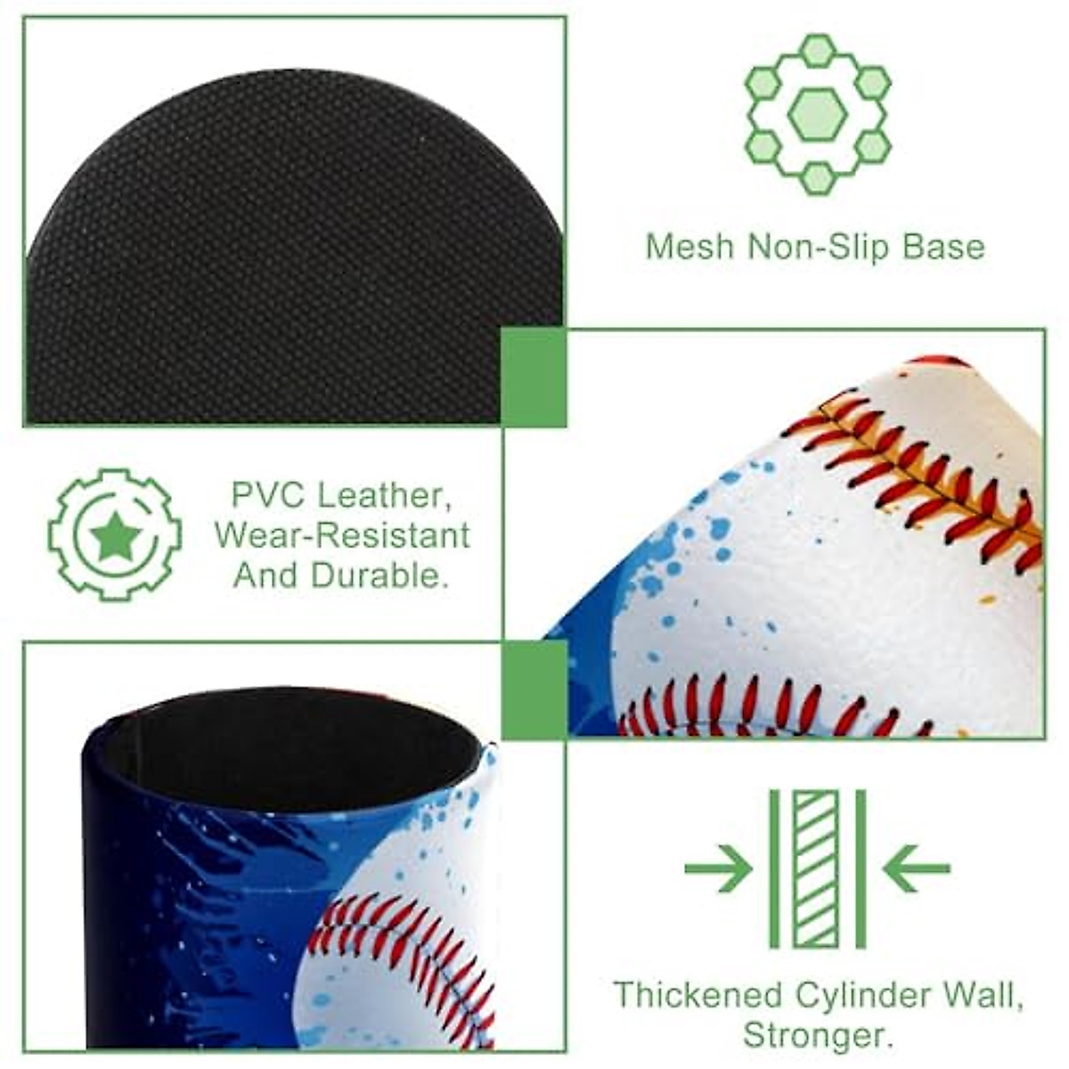 Pen Holder for Desk, Art Red and Blue Baseball Large Pencil Holder Pen Cup Decorative Desktop Organizers for Home, School, Classroom, Office