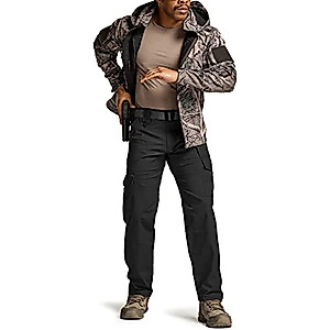 CQR Men's Flex Ripstop Tactical Pants, Water Resistant Stretch Cargo Pants, Lightweight EDC Hiking Work Pants, Dura Flex Mag Pocket Black, 38W x 34L