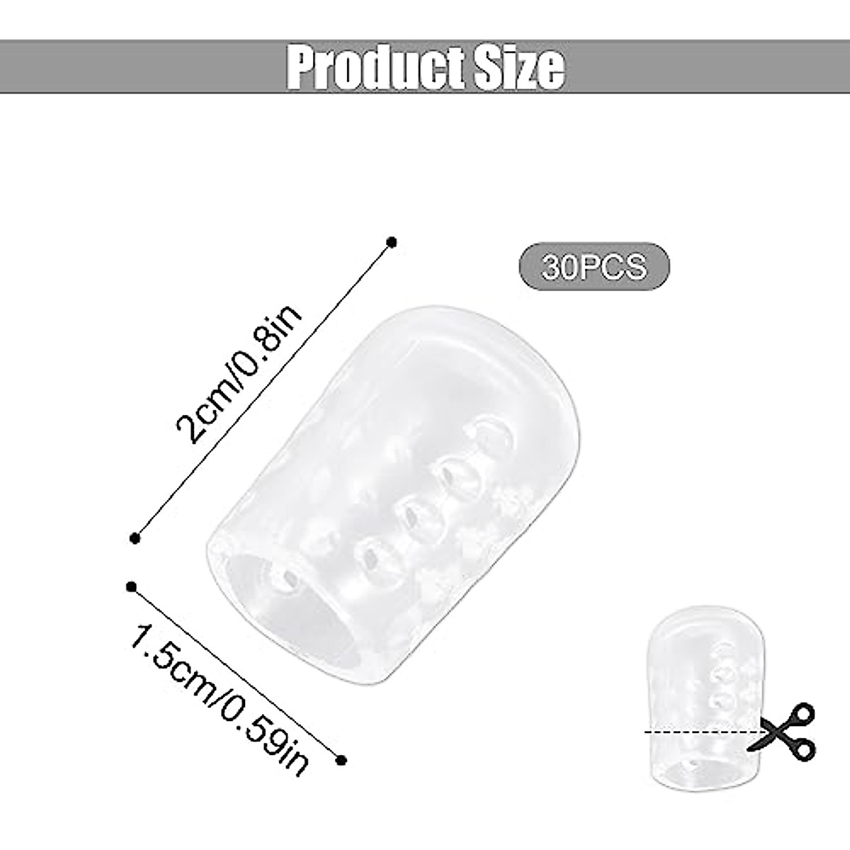 30pcs Silicone Anti-Friction Toe Protector, Breathable Toe Protectors Clear Toe Covers Silicone Toe Guards Soft Toe Sleeves for Women Men
