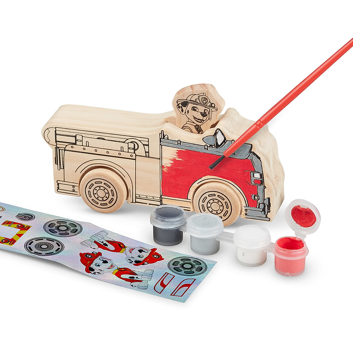 Melissa & Doug PAW Patrol Wooden Vehicles Craft Kit - 3 Decorate Your Own Vehicles, 3 Play Figures