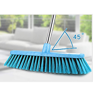 JEBBLAS Yard Brush,Garden Broom,Outdoor Sweeping Brush,Heavy Duty Brush,Garden Brushes,Long Handle with Stiff Bristles Brooms(Blue,18")