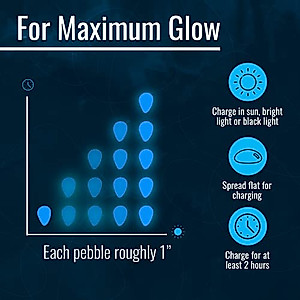 Graham Products Glow in The Dark Rocks 190PCS, Glowing Fish Tank Pebbles - Indoor/Outdoor Yard Décor; Garden/Aquarium/Planter/Walkway/Driveway, Blue