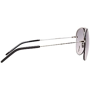 SAINT LAURENT Women's Classic 11 M Aviator Sunglasses, Silver/Silver/Grey, One Size