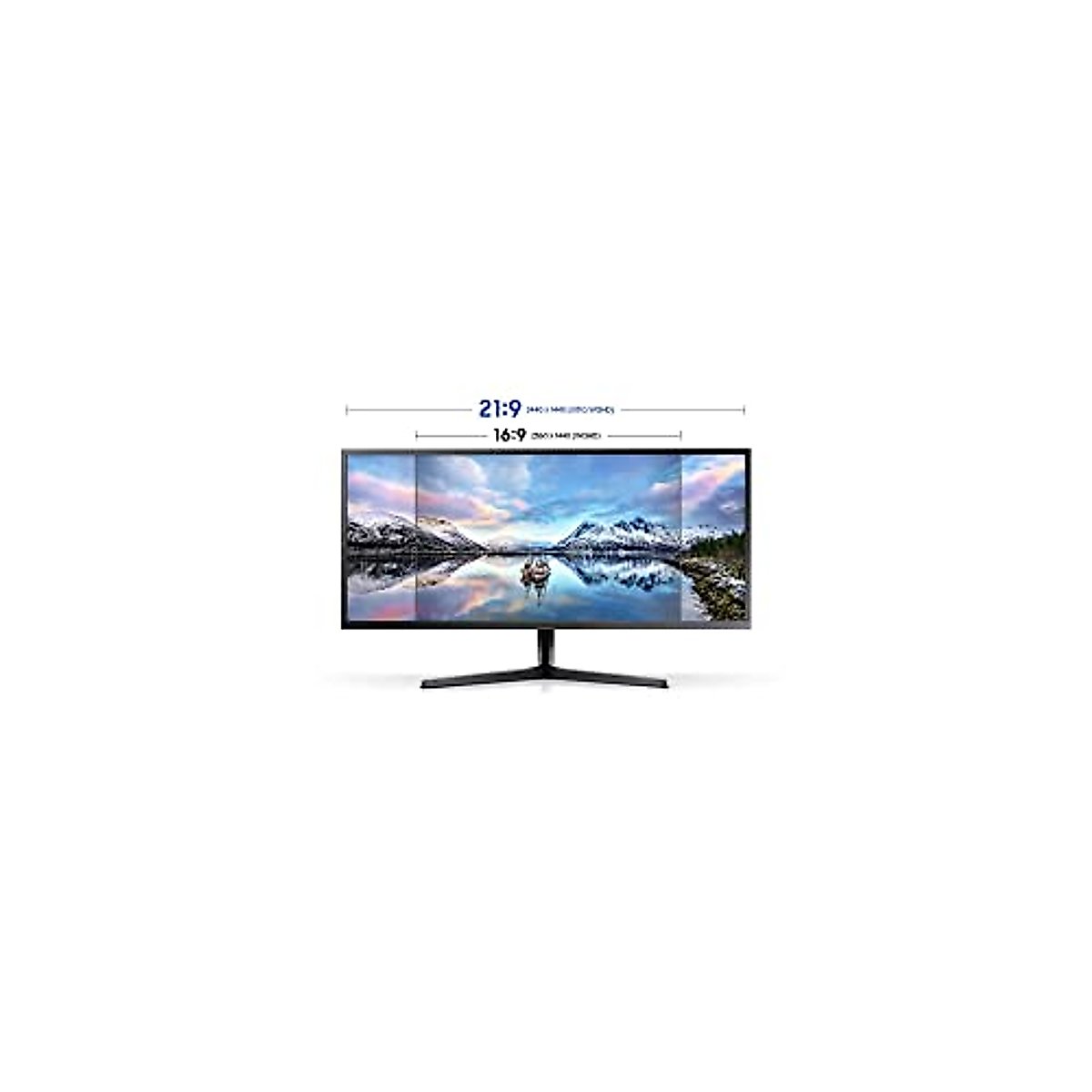 SAMSUNG 34" Class Ultrawide Monitor with 21:9 Wide Screen, LED WQHD(3,440 x 1,440) Display, 4ms Response, 75Hz, FreeSync, Display Port, HDMI, with MTC HDMI Cable
