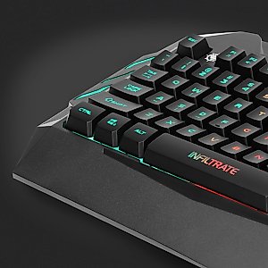 ENHANCE Infiltrate KL1 LED Gaming Keyboard - Multi Color Backlit Keyboard with 2 Lighting Modes, Spill Resistant Design, USB Braided Cable - 19 Key Rollover, Anti-Ghosting, & Multimedia Keys