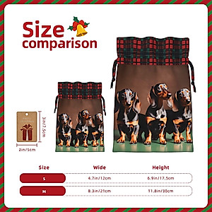 PULaif Dachshund Weiner Dog Christmas Drawstring Gift Bags, Large Size Christmas Bags For Gifts Party Favors, Xmas Gift Bags