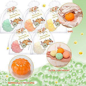 Leelosp 50 Set Thanksgiving Pumpkin Baby Shower Soap Favors Mini Pumpkin Baby Shower Favors Include Pumpkin Soap Thanks Cards Drawstring Gift Bags for Autumn Thanksgiving Day Party Decorations Gifts