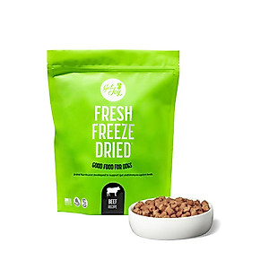 Get Joy Gut Health Fresh Freeze Dried Raw Meal, Beef Recipe, 16 Ounce Bag, Dog Food for Dogs of All Breeds and Life Stages, PhD Animal Nutritionist Formulated, USDA Beef, Made in USA