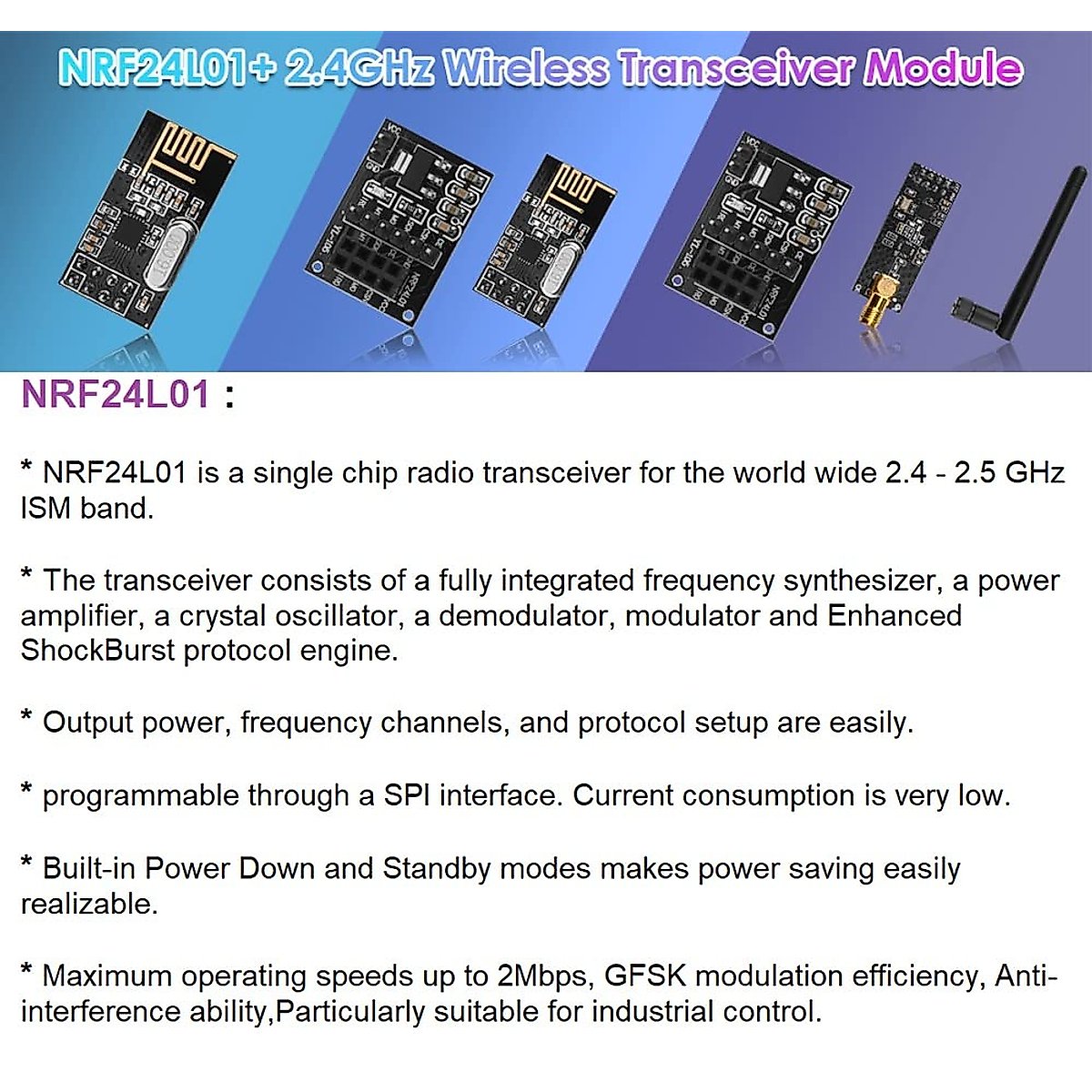 Aideepen 10PCS NRF24L01+ 2.4GHz WL Transceiver Module R-F Transceiver Module