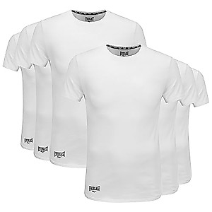 Everlast 6-Pack Men's Essential Crew Neck Undershirts – Breathable, Tagless, Cotton Mens T Shirt – T Shirts for Men Pack (L, White)