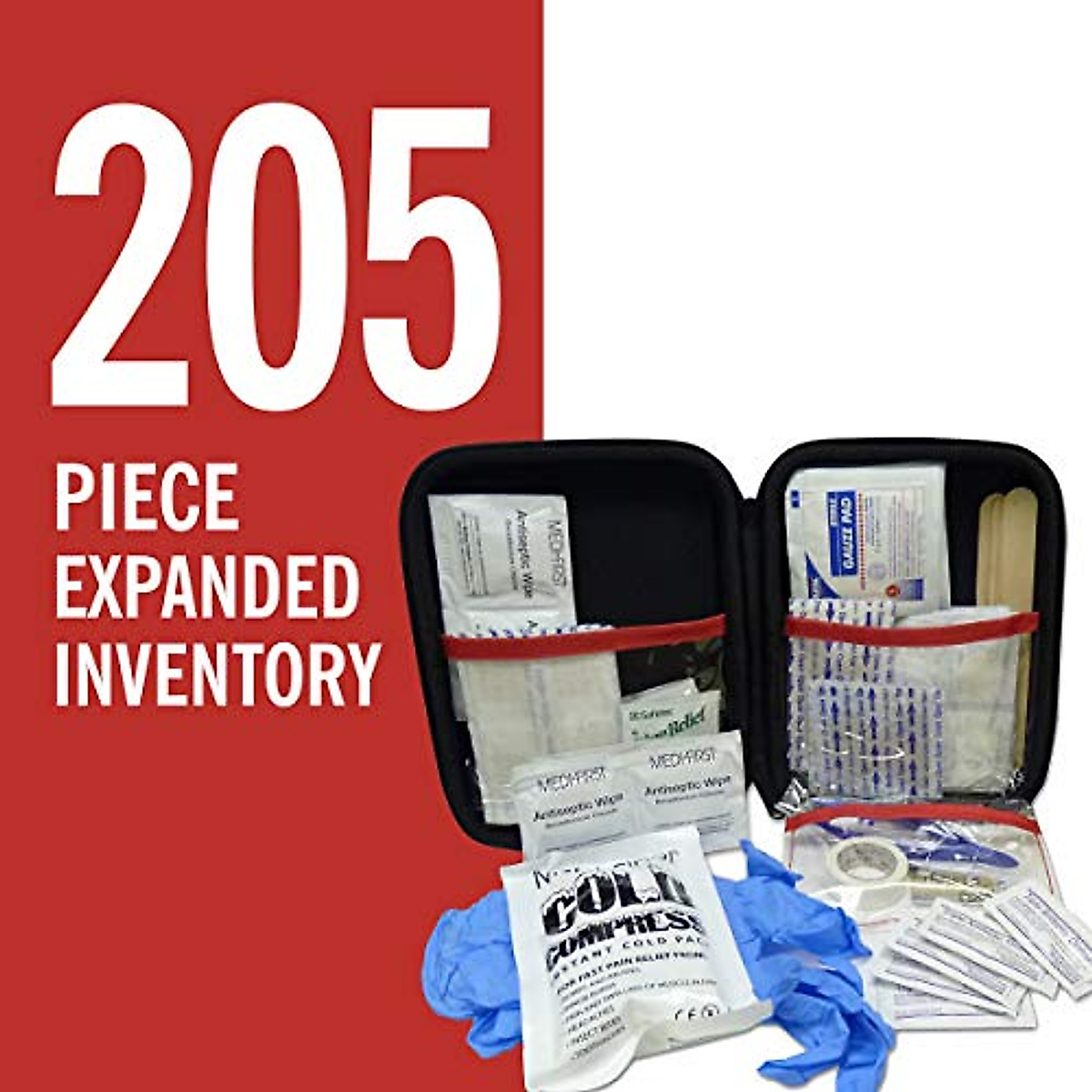 Coleman All Purpose Basic First Aid Kit for Minor Emergencies, a Light, Portable First aid kit with a Soft-Sided case - 205 Piece Red