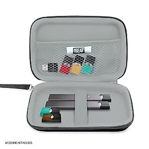 USA GEAR Vape Case - Vape Pen Case with eCigarette and Pod Travel Storage - Water Resistant, Wrist Strap, Compact Design, Hard Shell Exterior - Compatible with Vape Pens and More - Black (Case Only)