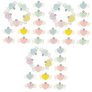 ADOCARN 54 Pcs Heart Pendant Heart Dangle Charms Angel Wings Charm Pendants Love Necklace Earring Charms for Jewelry Making Dijes Para Bisuteria Heart Charms Heart Spacer Suite Resin Gold