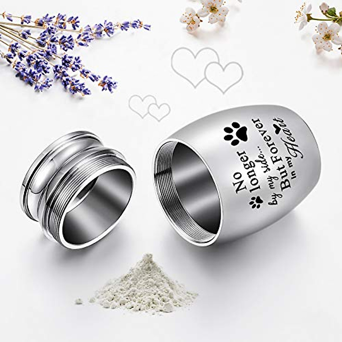 Small Cremation Urn for Dog Ashes 1.57 Inches Mini Pet Ashes Urn Stainless Steel Ashes Keepsake - No Longer by My Side Forever in My Heart