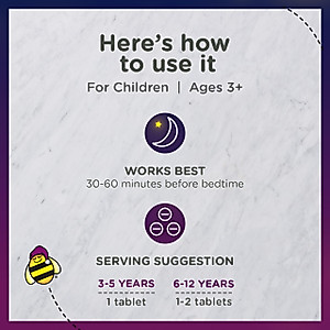 Zarbee's Kids 1mg Melatonin Chewable Tablet, Drug-Free & Effective Sleep Supplement, Easy to Take Natural Grape Flavor Tablets for Children Ages 3 and Up, 30 Count