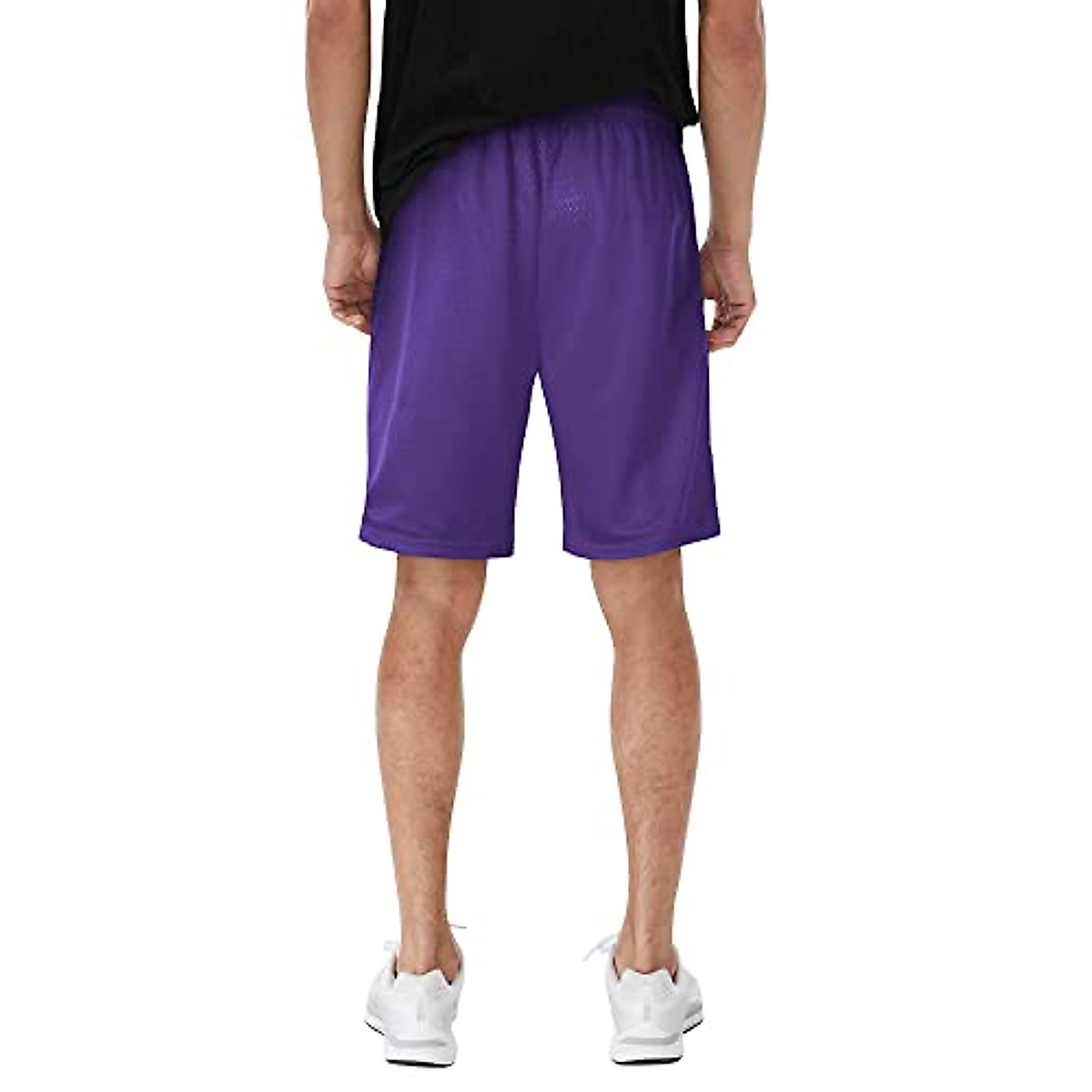 Hat and Beyond Mens Mesh Shorts Elastic Sports Gym Performance Workout Boxing Jersey Basketball Pants (Medium, 1ih01_Purple)