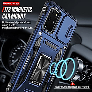 LeYi for S20 Plus Phone Case: Samsung Galaxy S20 Plus Case with Slide Camera Cover, 360 Full Body Military-Grade Phone Case with Kickstand for Samsung S20 Plus, Navy Blue
