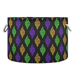 xigua Large Storage Basket Cotton Rope Basket Mardi Gras Geometric Baby Laundry Basket for Blankets Toys Storage Basket Laundry Hamper