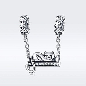 925 Sterling Silver Charms Love Animal Charm Beads for Pandora Unicorn Charms Bracelets Spaced Beads Bracelets for Women Charm Bracelets (Lovely Cat Charms)