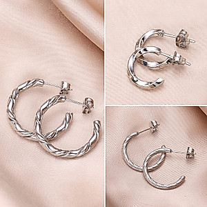 Envyou 20G Flat Back Earrings Stud Threadless Hypoallergenic Tragus Cartilage Piercing Jewelry,Small Gold Huggie Hoop Earrings Sets for Multiple Piercing (Silver 10/16/18mm)