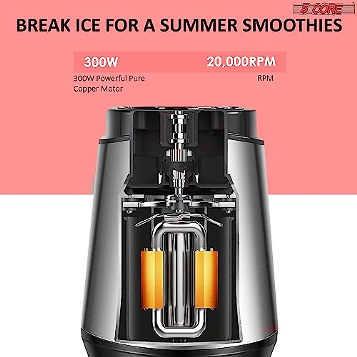 5 Core Smoothie Blender for Shakes and Smoothies, 500ml Powerful 160W Personal Blender & Smoothie Maker with Portable Bottle BPA Free 18 Oz, 4 Stainless Steel Blade, Blenders For Smoothie 5C 421