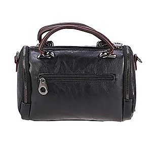 TENDYCOCO Crossbody Bag Boston Barrel Handbag with Flower Pendant for Women (Black)