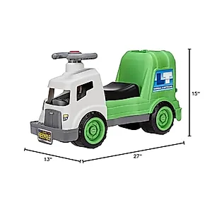 Little Tikes Dirt Diggers Garbage Truck Scoot Ride On with Real Working Horn and Trash Bin for Themed Roleplay for Boys, Girls, Kids, Toddlers Ages 2 to 5 Years, Large
