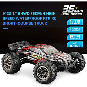 Hosim 1:16 36+kmh 4WD High Speed RC Car, Remote Control Truck Radio Off-Road Cars Vehicle Electronic Monster Hobby Buggy for Adults and Children 3 Batteries 40+min Play