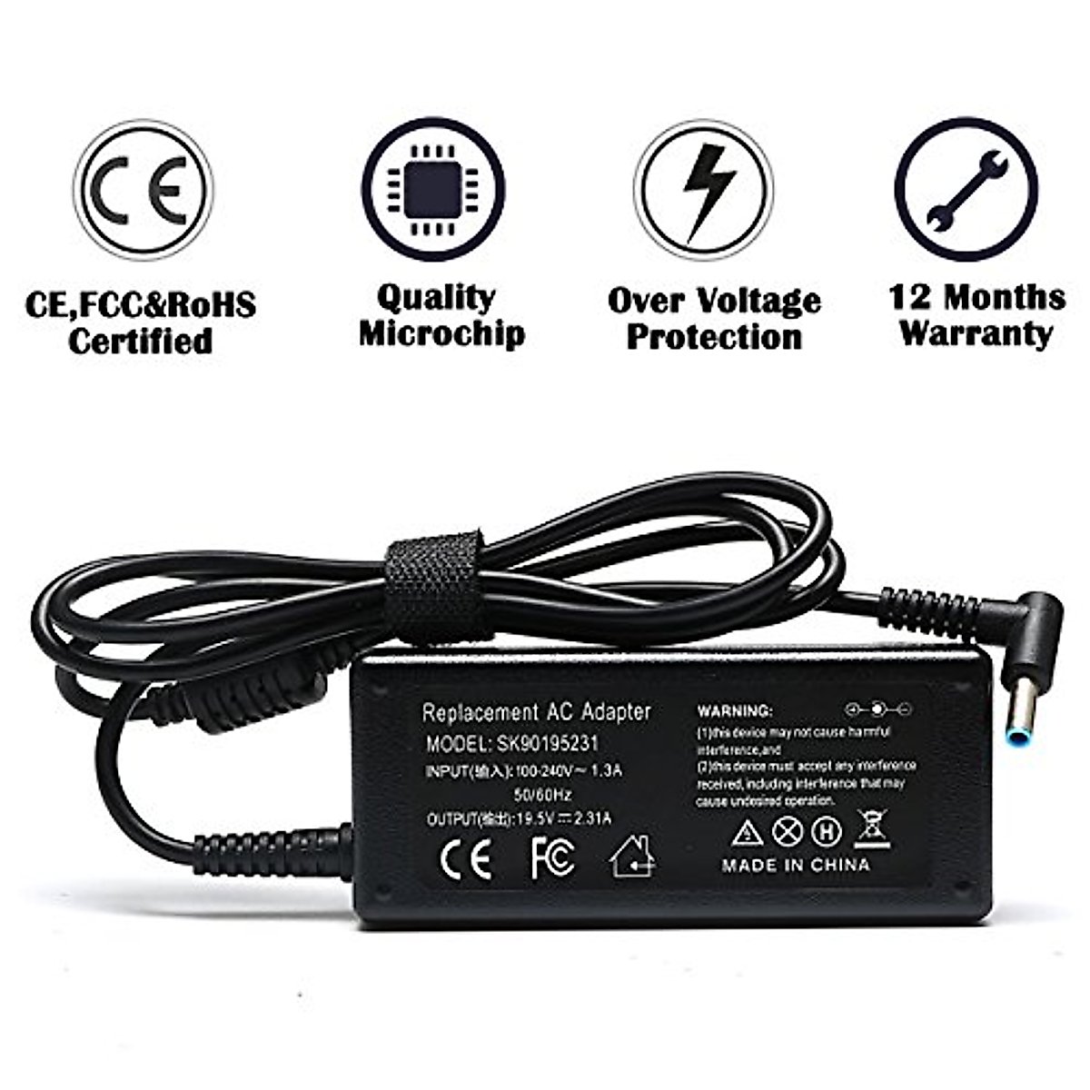 45W Ac Adapter Laptop Charger for HP Stream X360 11 13 14 Laptop Charger 14-ax012ds 14-ax010wm 14-ax020wm 13-c077nr 11-y010wm 11-y010nr 11-d010wm 11-d010nr 11-d011wm Notebook Power Supply Cord