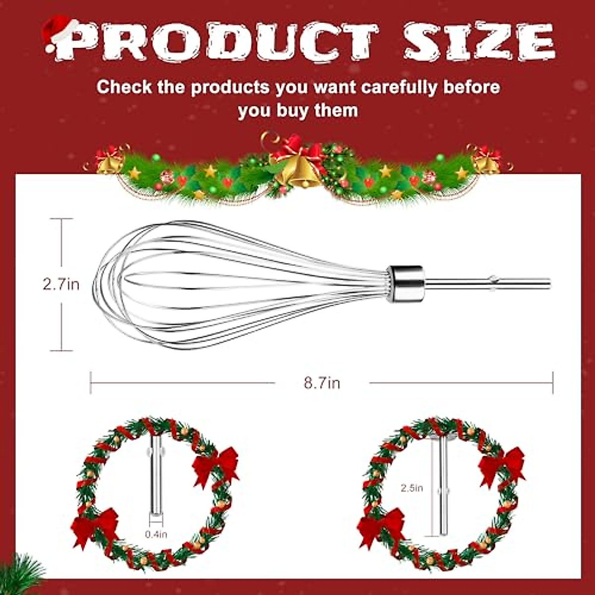Kitchen Hand Mixer Whisk Attachments KHMPW Stainless Steel Egg Beater/Whisk Attachment for Hand Mixer -Kitchen Hand Mixer Accessories by Sikawai