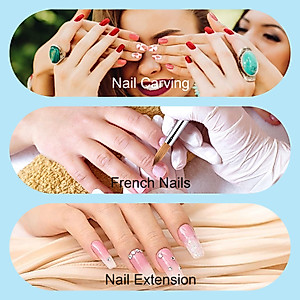 Shine Chance Acrylic Nail Brush Size 10, 100% Pure Kolinsky 3D Art Nail Brush with Gradient Blue Handle, Art Design Powder Nail Brush Pen for Nails Extension & Carving, Acrylic Application Tools