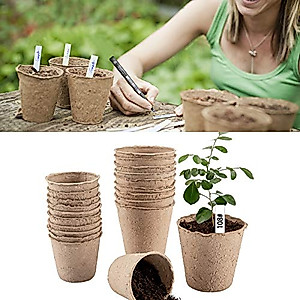 50 Pcs Peat Pots, Biodegradable Eco-Friendly Plant Seedling Starters Kit, Seed Germination Trays with 10 Plant Markers for Vegetable Tomato Saplings & Herb Seed Germination