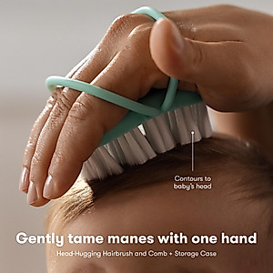 Frida Baby Grooming Kit | Baby Essentials Gift Set Includes Finger Brush with Storage Stand, Hair Brush with Case, Styling Hair Comb, Easy Grip Nail Scissors with Nail File and Case