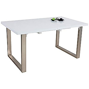 Inspirer Studio® Roman Extendible Dining Table Pedestal Table MDF High-Gloss White (Table ONLY)