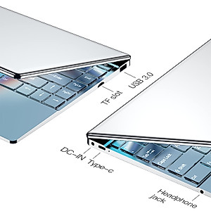 TOPOSH 14 inch Laptop,PC Notebook Computer,Windows 10 Home,12GB RAM 256GB SSD,Intel Jasper Lake N5095,Quad Core 2.0 GHz Processor,Metal Body,Backlit Keyboard-Silver