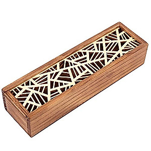 4 Kinds Wooden Case, Gifts Stationery Desk Stationery Storage Organizer Pencil Case for(Reticulated)
